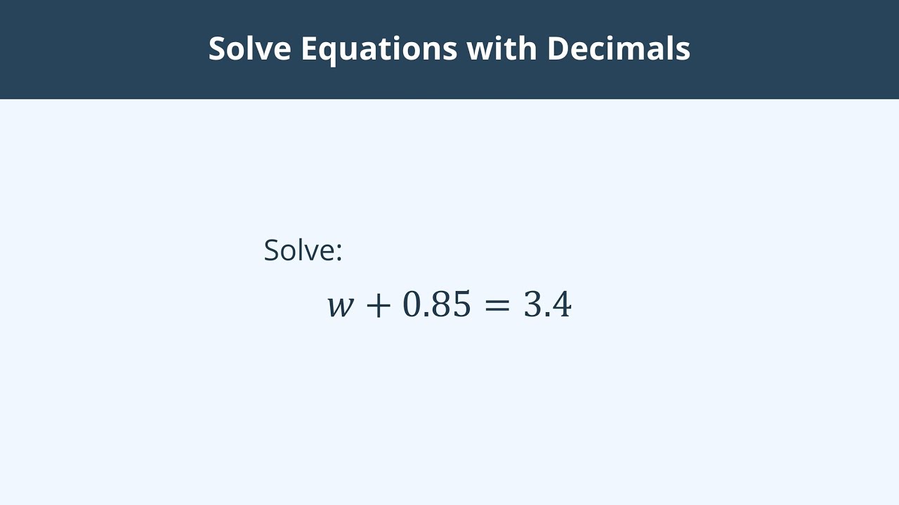 Solve Equations with Decimals - 3 - YouTube