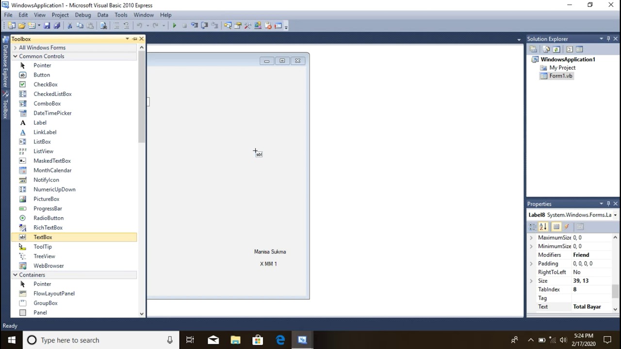 Input Data Menggunakan Visual Basic Youtube