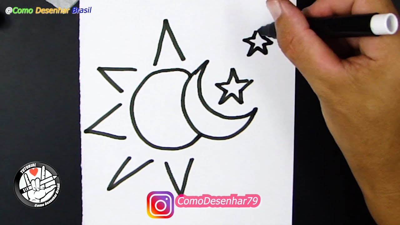 como Desenho lua sol fácil - YouTube