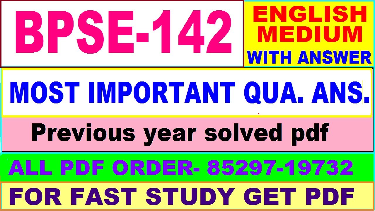 bpse 142 important questions in English / bpse 142 previous year ...