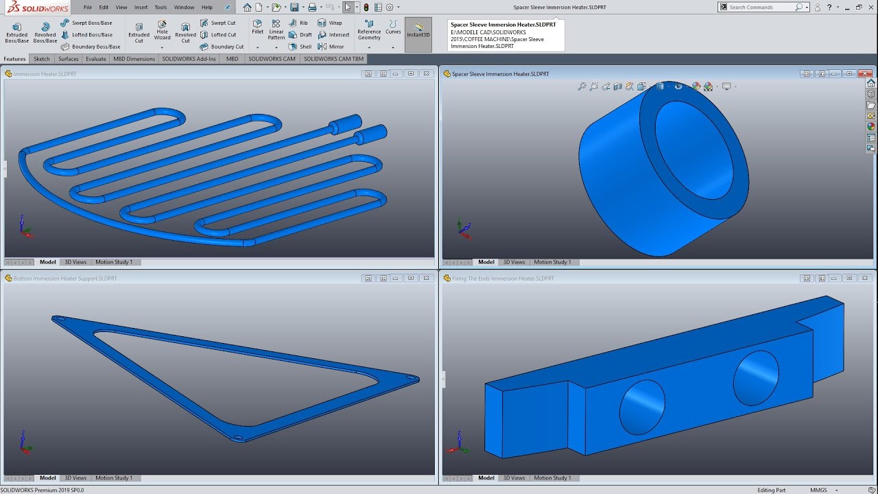 SOLIDWORKS 2019 - HEATING SYSTEM - PART 2 - COFFEE MACHINE - YouTube
