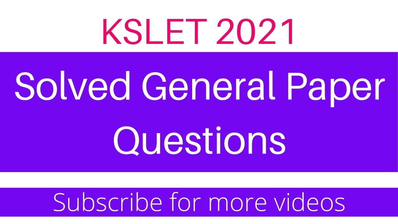 KSET 2021 | Solved General Paper Questions | W Series|41 to 45|Key ...