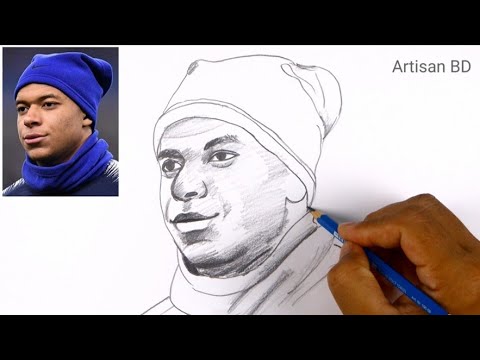 Kylian Mbappe Realistic face drawing || Step by Step Pencil Sketch, # ...
