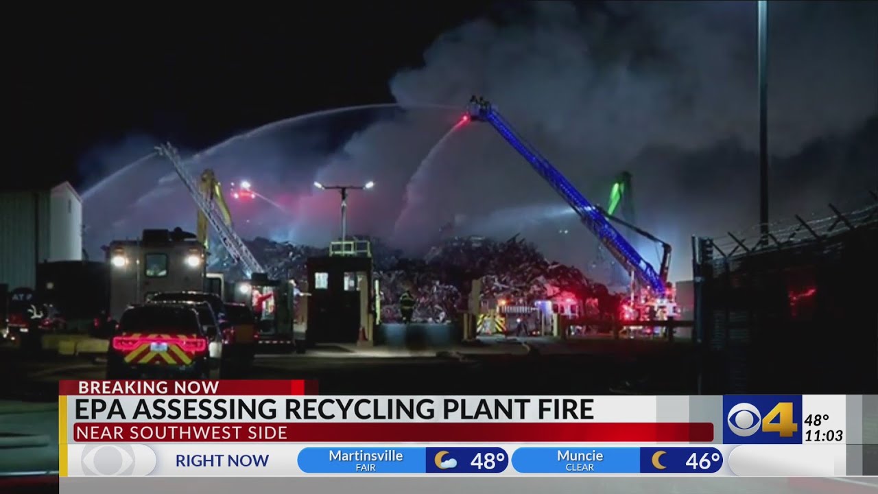 Fire crews respond after flames break out at OmniSource Recycling - YouTube