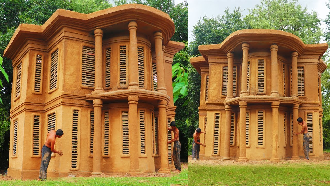 [Full] Using Wood, Bamboo, Mud and Straw To Build the Best 2-Story Mud ...