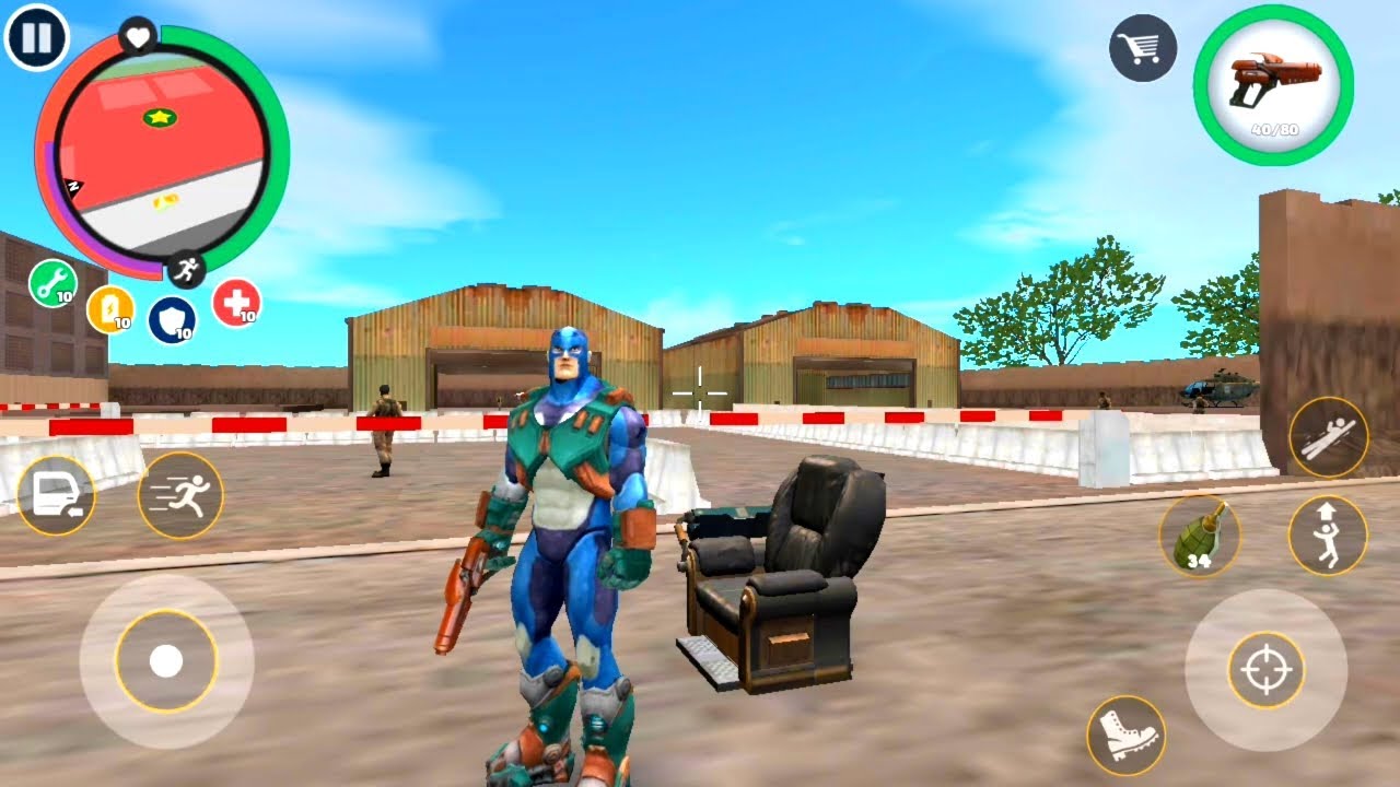 Military group attack with sofa ball | Rope hero vice town new game ...