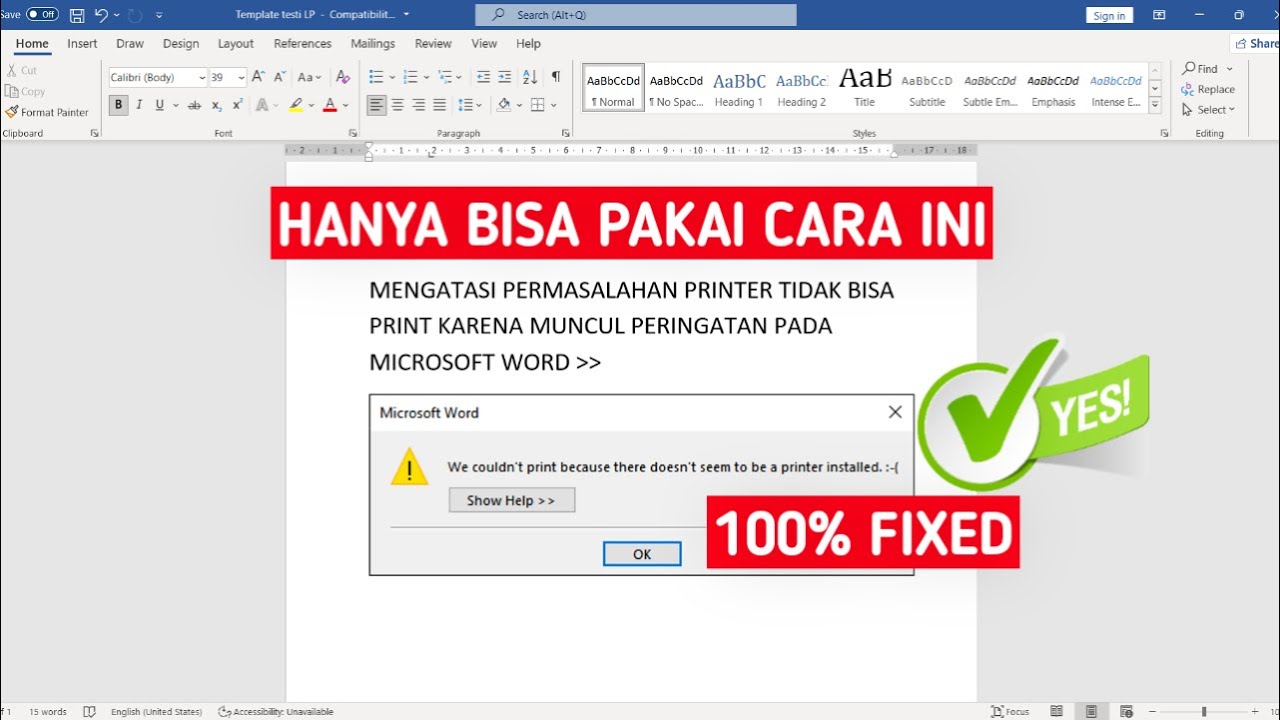 MENGATASI MICROSOFT WORD WE COULDN'T PRINT BECAUSE THERE DOESN'T SEEM TO BE A PRINT | FIX ...