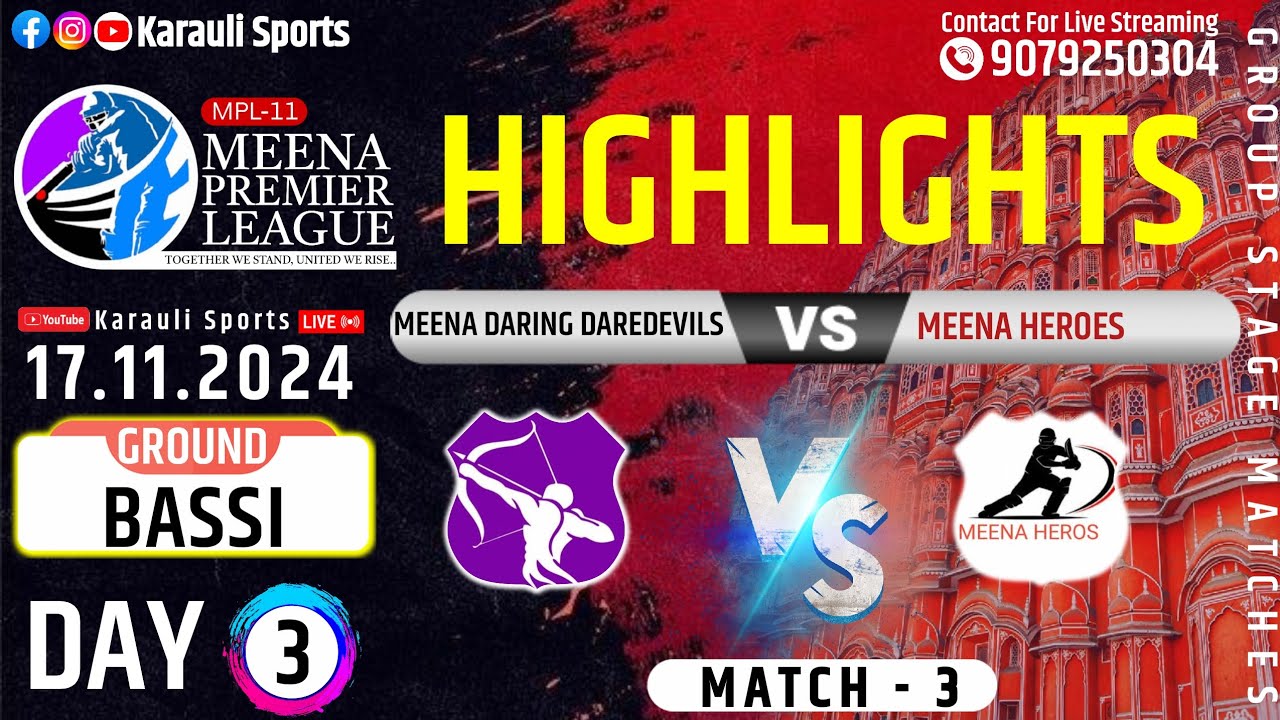HIGHLIGHTS ⚡ | MEENA HEROES vs MEENA DARING DEVILS | Meena Premier League 11 #cricket - YouTube