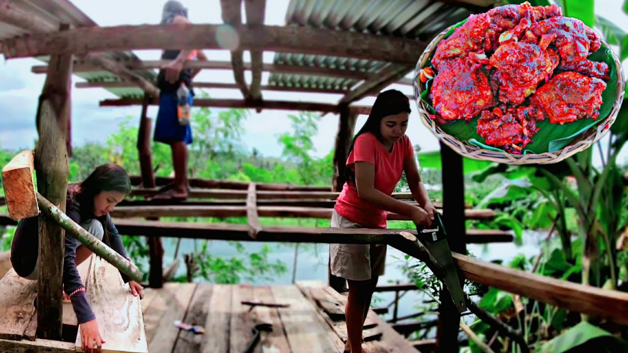 Building Our New Bahay Kubo & Cooking Crispy Fried Chicken In Tomato ...