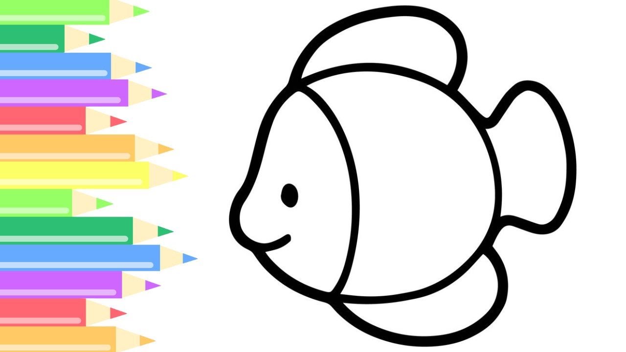 How to draw simple easy cute fish |easy kids drawing tutorial ...