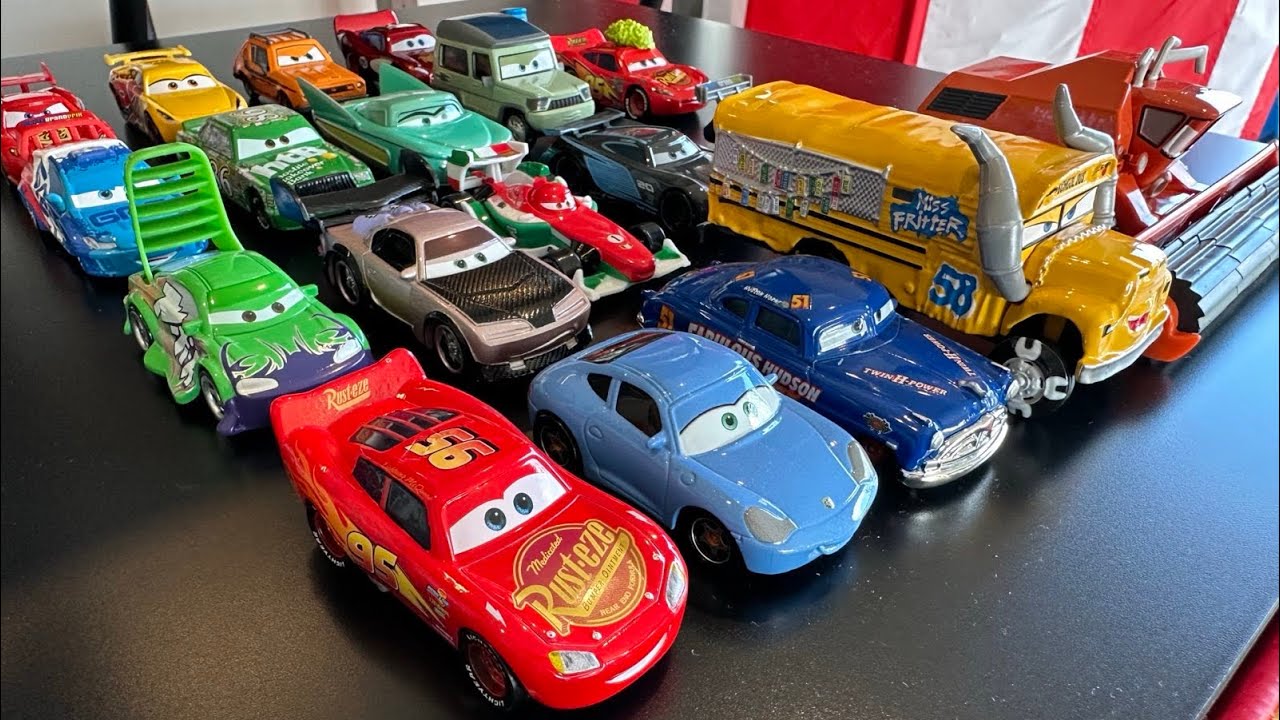 Disney Pixar Cars fall into water: Lightning McQueen, Chick Hicks ...
