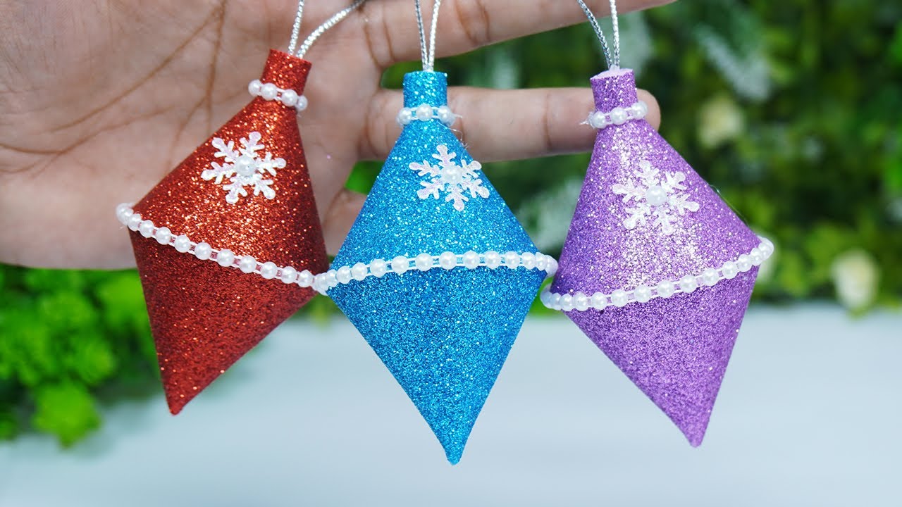 DIY Christmas Ornament From Glitter Foam🎄Christmas Decoration Ideas For ...