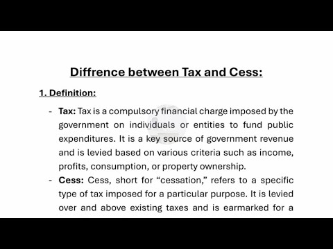 Difference between Tax and Cess || what is tax and cess (@mamta9463 ) - YouTube