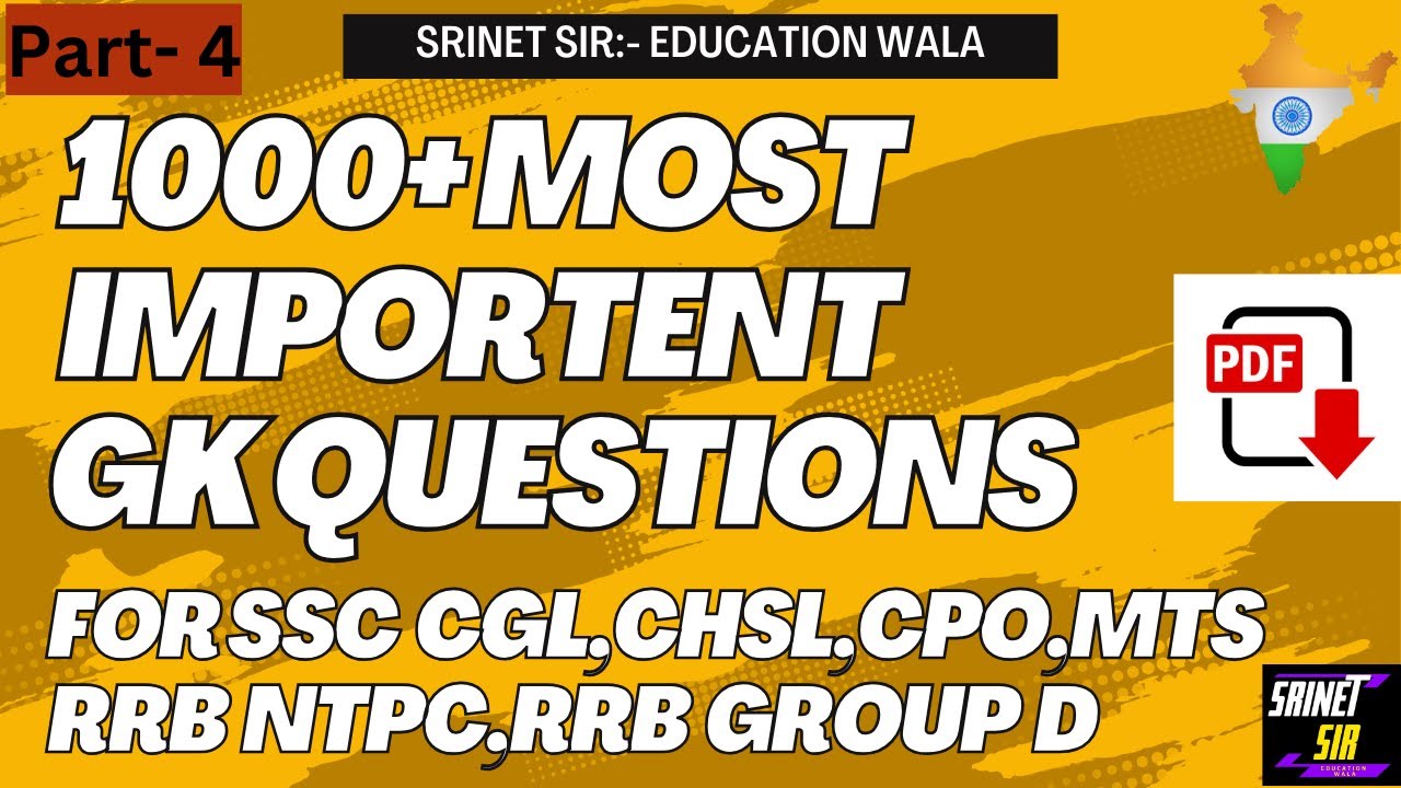 Most Important GK Questions For Competitive Exam's. 1000 Important GK ...