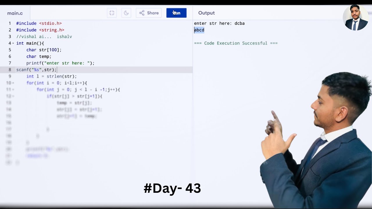 C Program To Sort A String 100daysofcode Coding Programming
