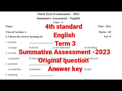 4th standard English term 3 summative assessment April 2023 original ...