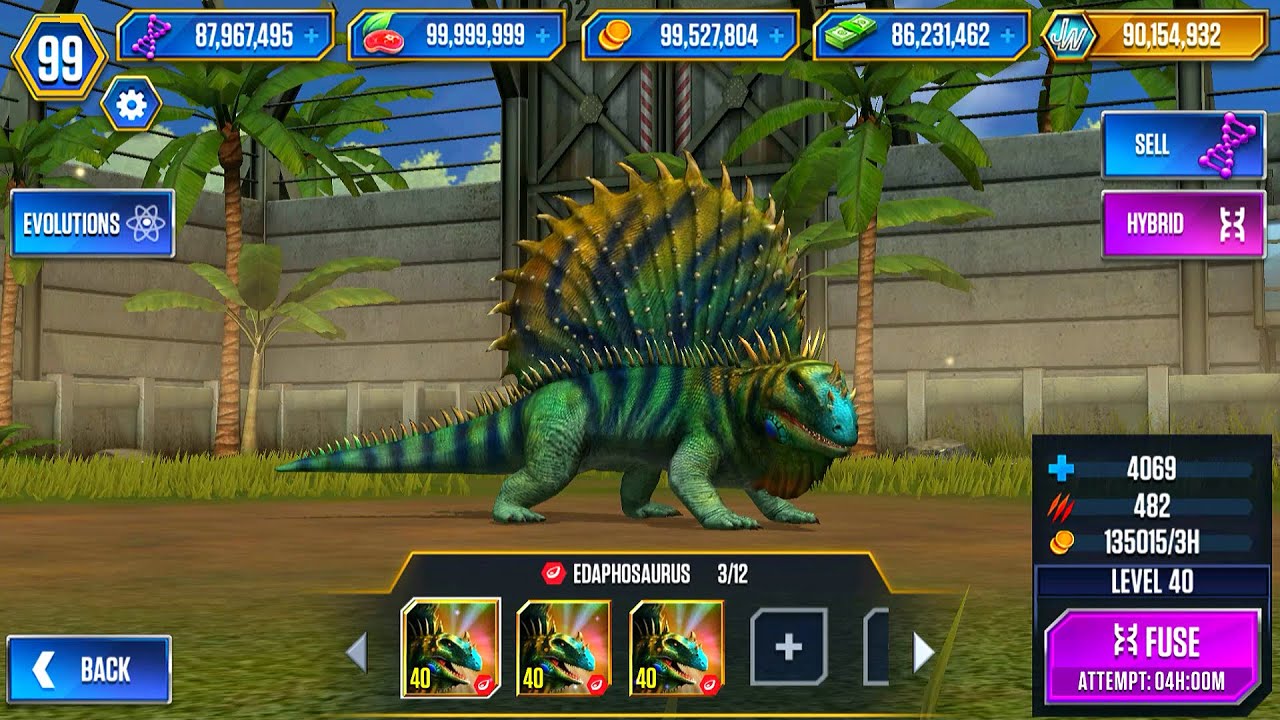 UNLOCK EDAPHOSAURUS MAX X3 LEVEL 40 | JURASSIC WORLD THE GAME - YouTube