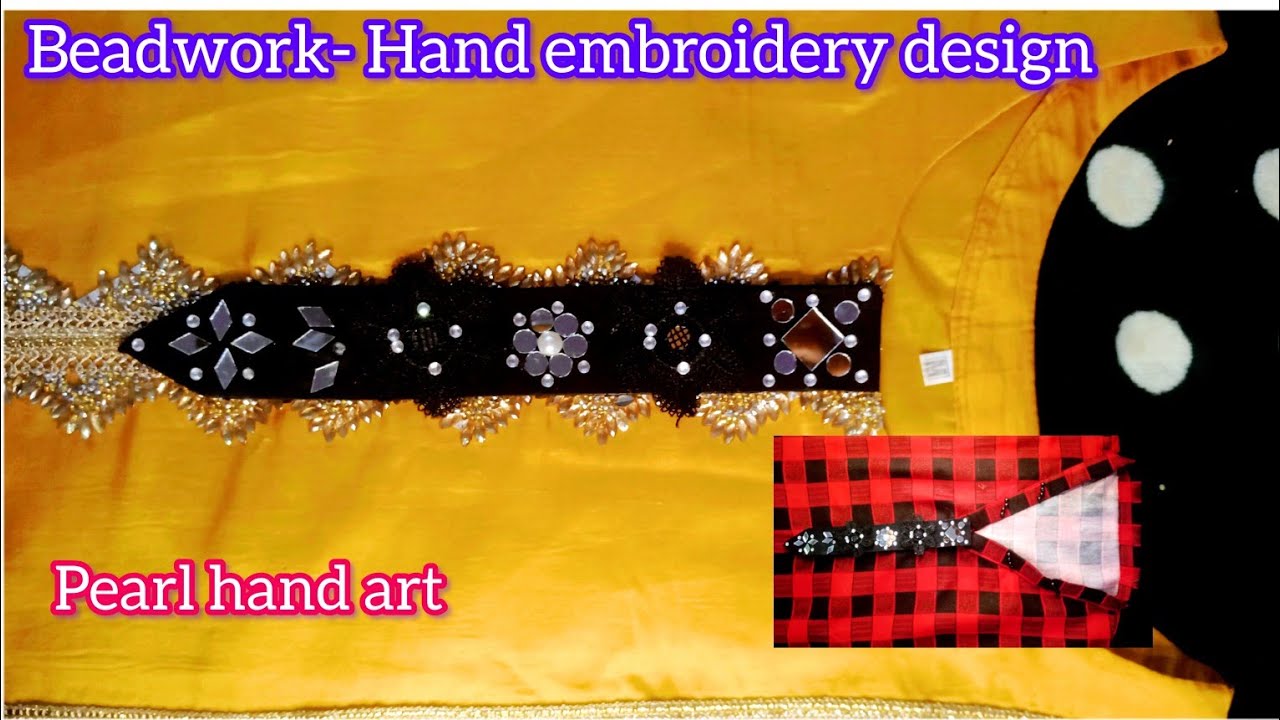 Stylish hand embroidery bead work design at home / Beadwork - YouTube