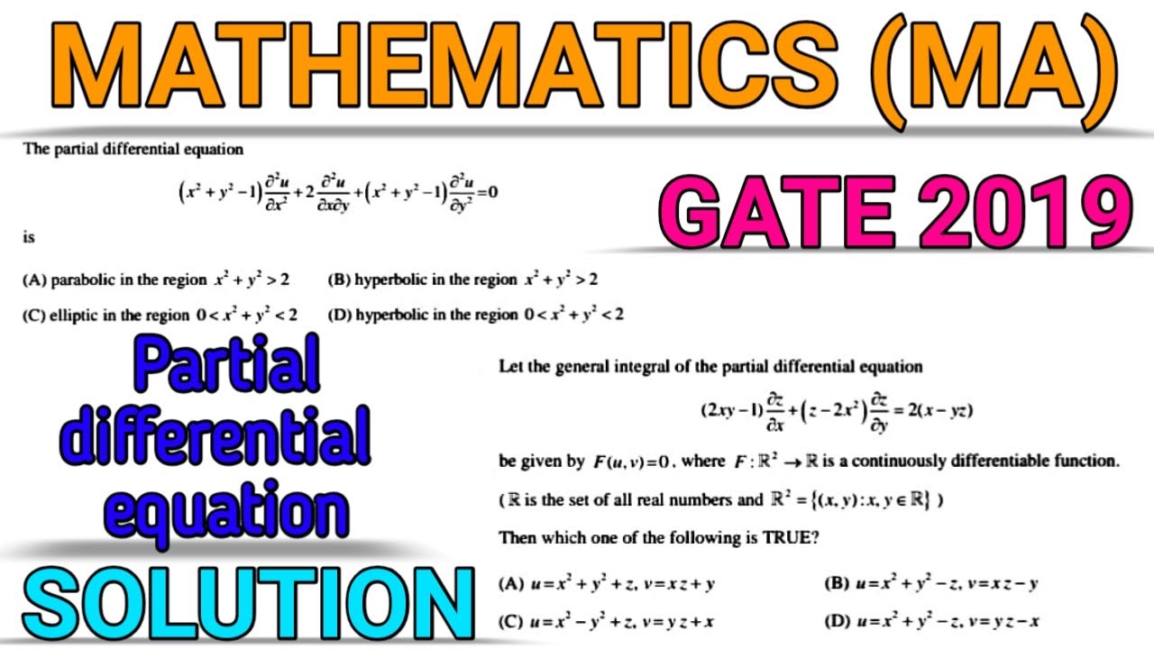 GATE 2019 || MATHEMATICS (MA) || PARTIAL DIFFERENTIAL EQUATION ...