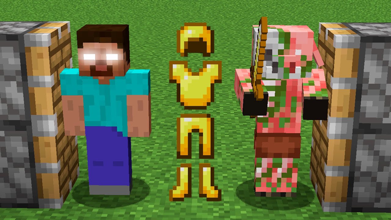 HEROBRINE + GOLD ARMOR + PIGLIN = combined in minecraft - YouTube