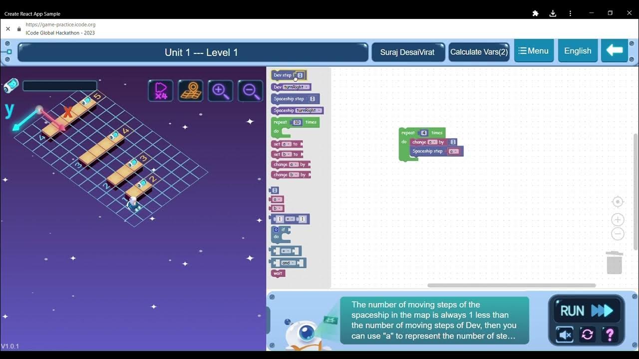 ICode Hackathon Unit 1 Level 1 Using "Calculate Variables" - YouTube