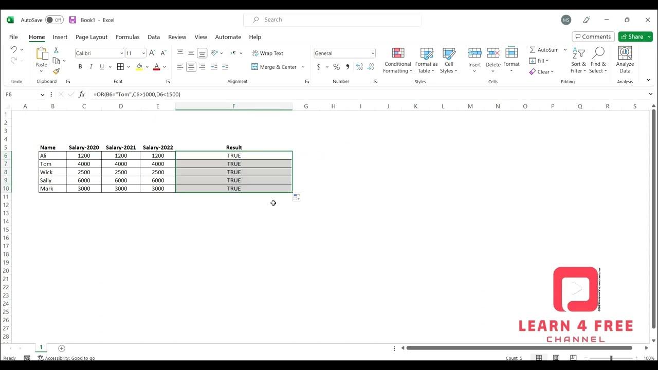Logical Functions (OR) - Microsoft Excel - YouTube