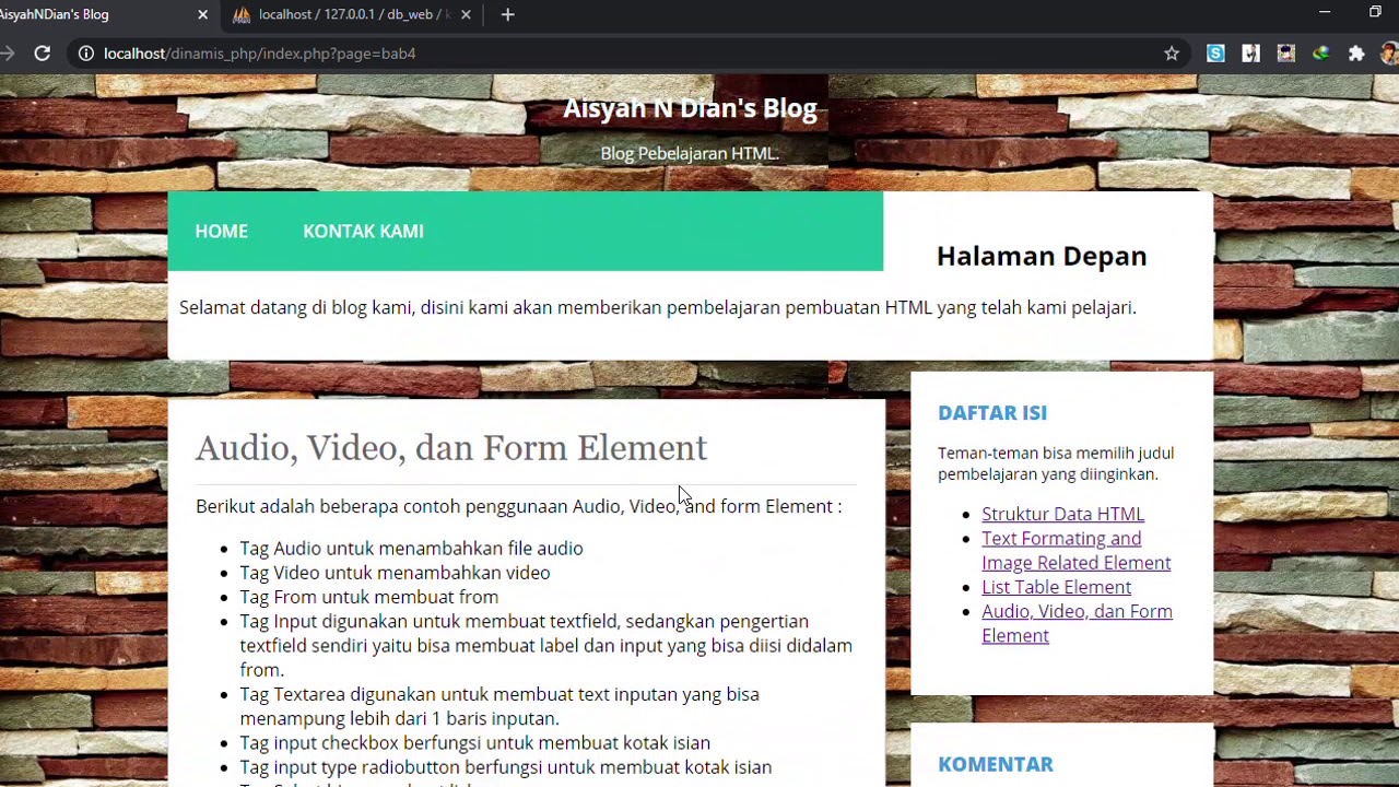 Projek akhir pemrograman web - membuat web dinamis - YouTube
