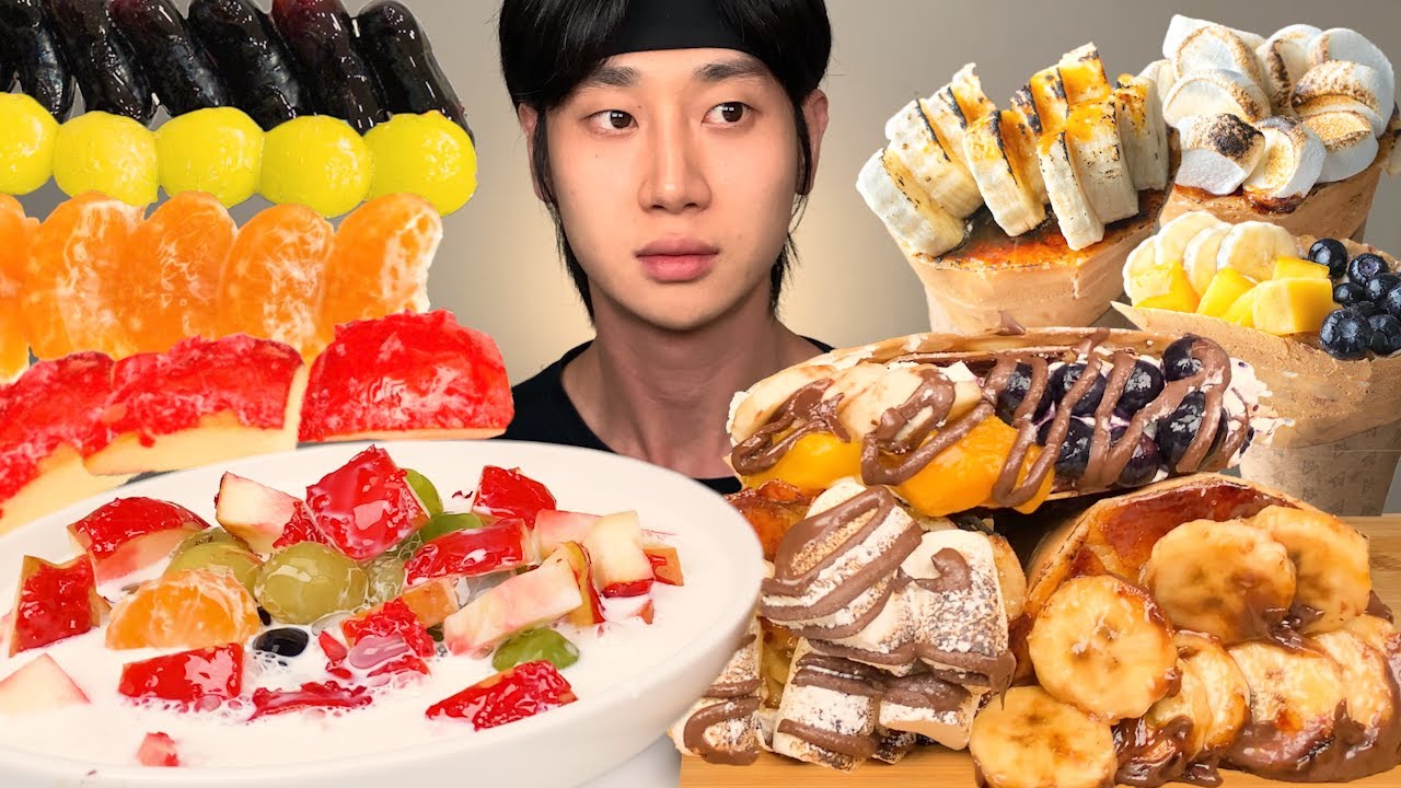 누텔라 생크림 크레페 And 여러가지 탕후루 우유 말먹 디저트 먹방 리얼사운드asmr Nutella Crepe And Tanghulu
