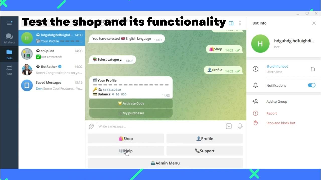 How to create shop bot in telegram in a minute) - YouTube