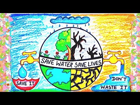 👉How To Draw World Water💦Day Drawing,Save Water,Save life Poster,Don't ...