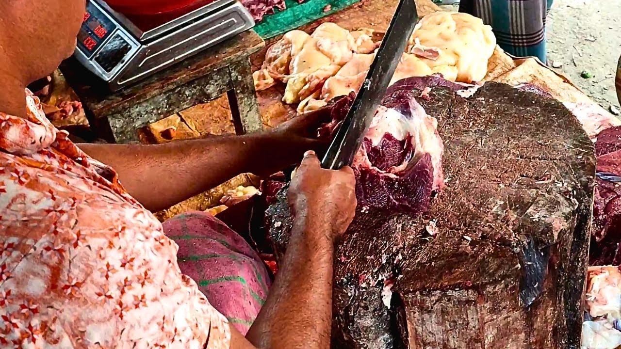 Chopping Meat🍖🥩on a Tree stump || Beef Cutting ASMR - YouTube