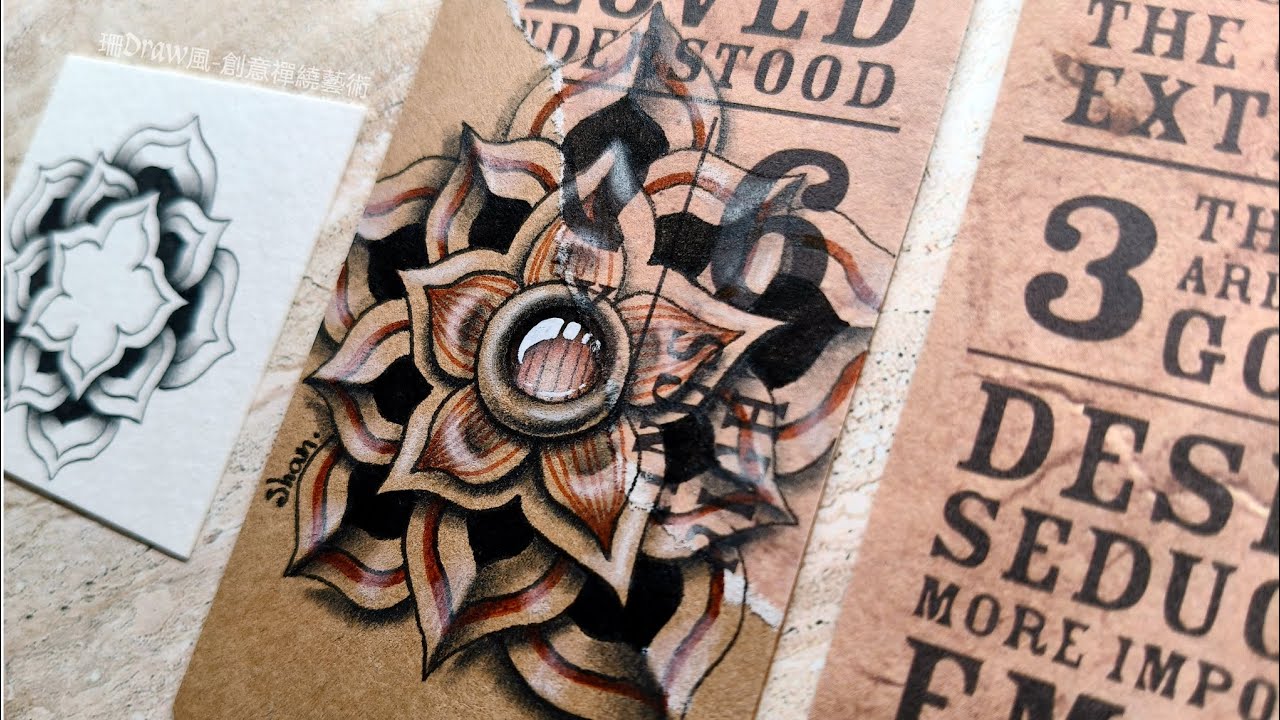 拼貼Collage┃聚傘花序Cyme┃創意禪繞畫教學 Creative zentangle painting teaching - YouTube