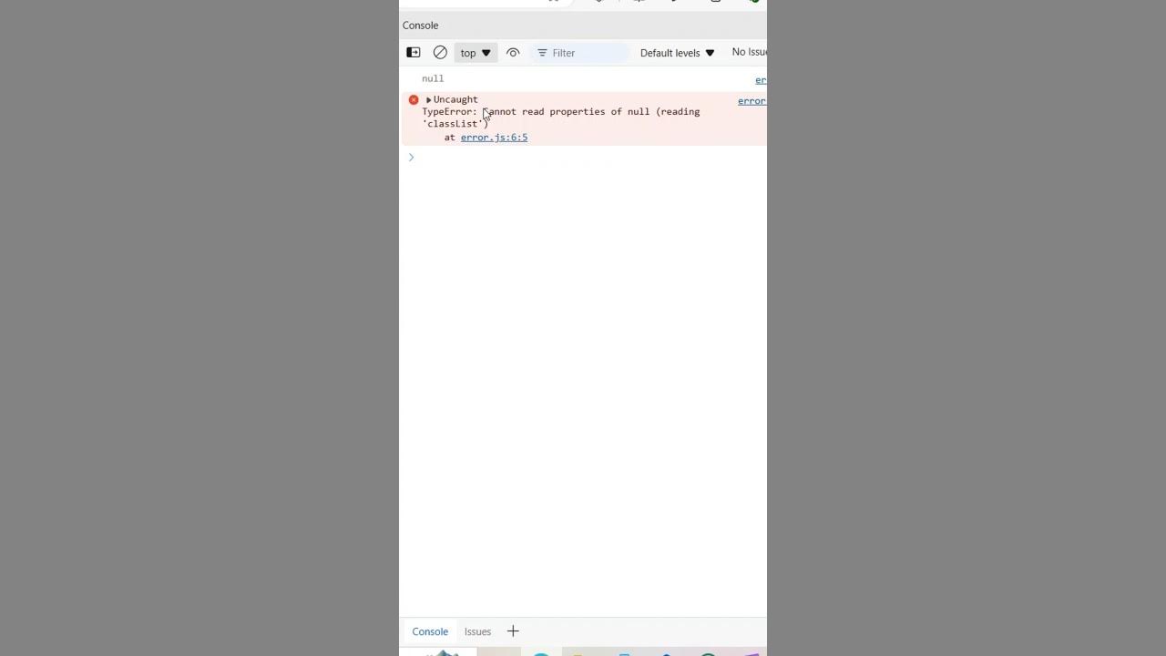 Cannot read properties of null (reading 'classList') Error Solved #shorts #error - YouTube