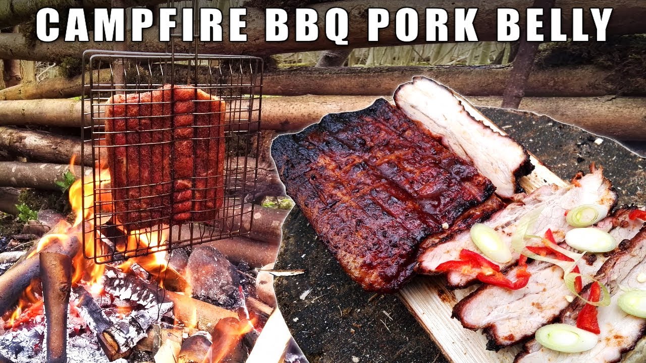 Camp Fire Cooking: BBQ Pork Belly - YouTube