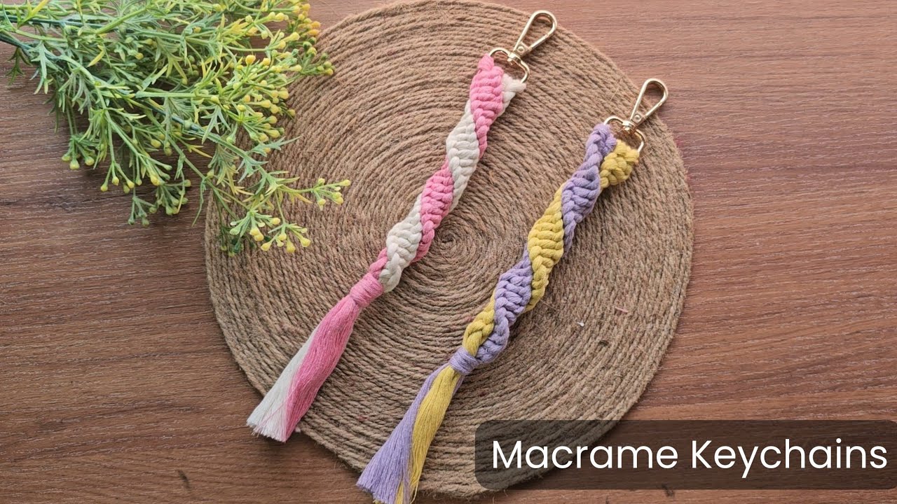 EASY MACRAME KEYCHAIN TUTORIAL | DIY Two-Color Macrame Keychain | Step ...