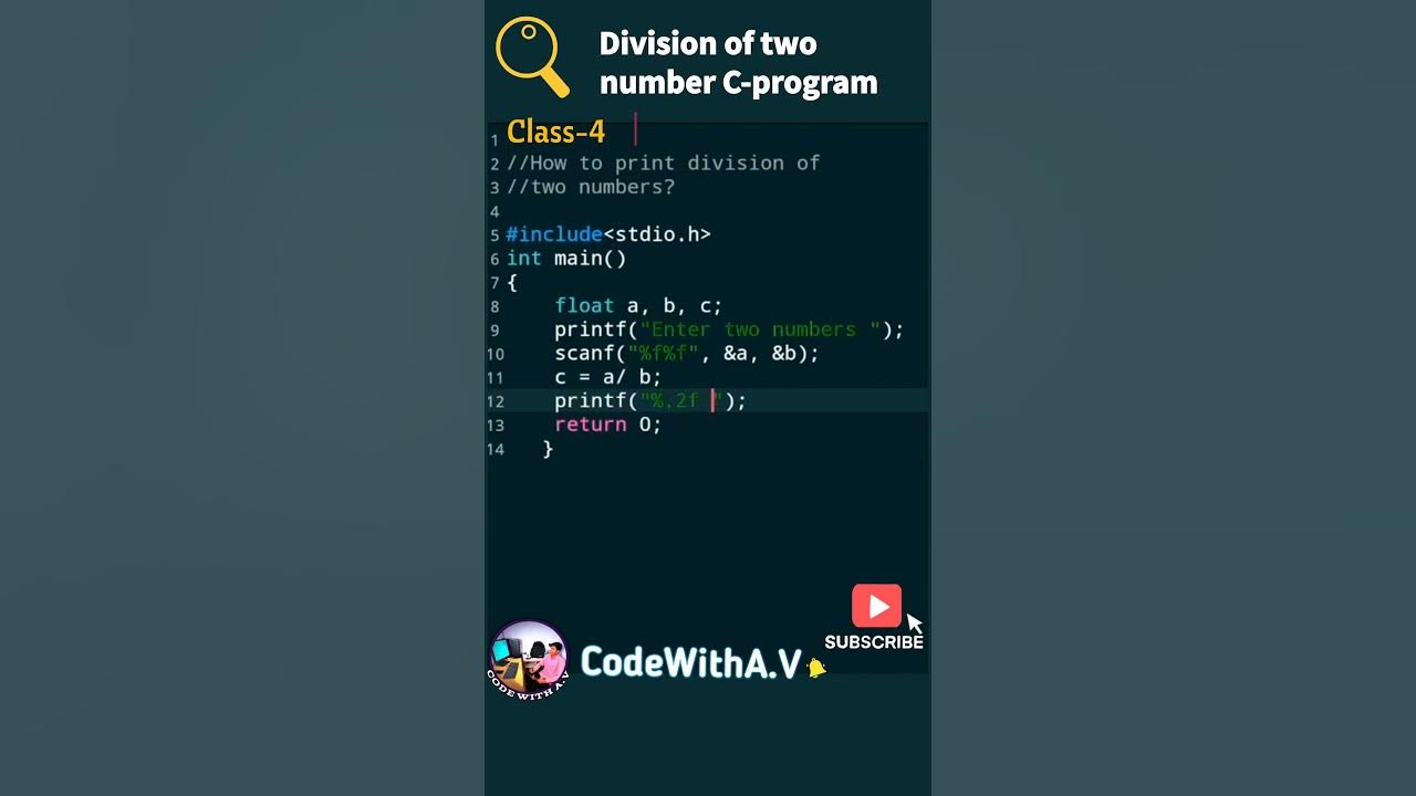 To Display The Division Of Number C Language Java Coding Youtube Languagelearning Clanguage