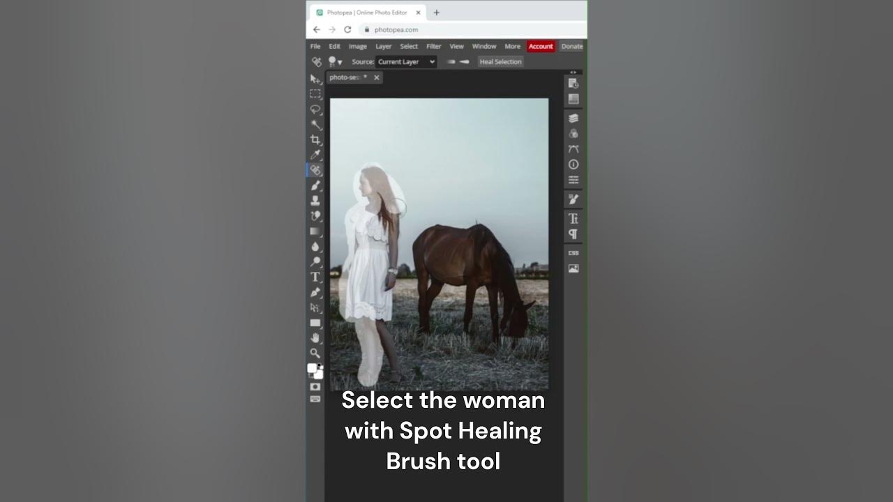 Photopea remove object from photo free | Photopea tutorial - YouTube