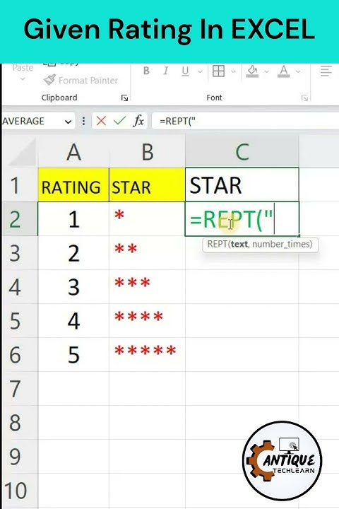 Rating in Excel |rept Formula|🤩⭐NEW #shorts #excel #exceltips #msexcel#youtubeshorts #tutorial ...