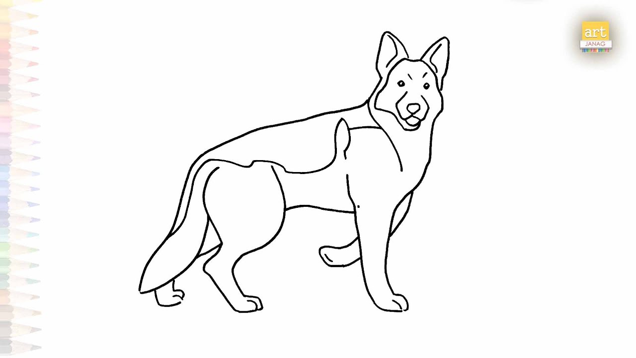 German Shepherd easy drawing | Art tutorial| How to draw German ...
