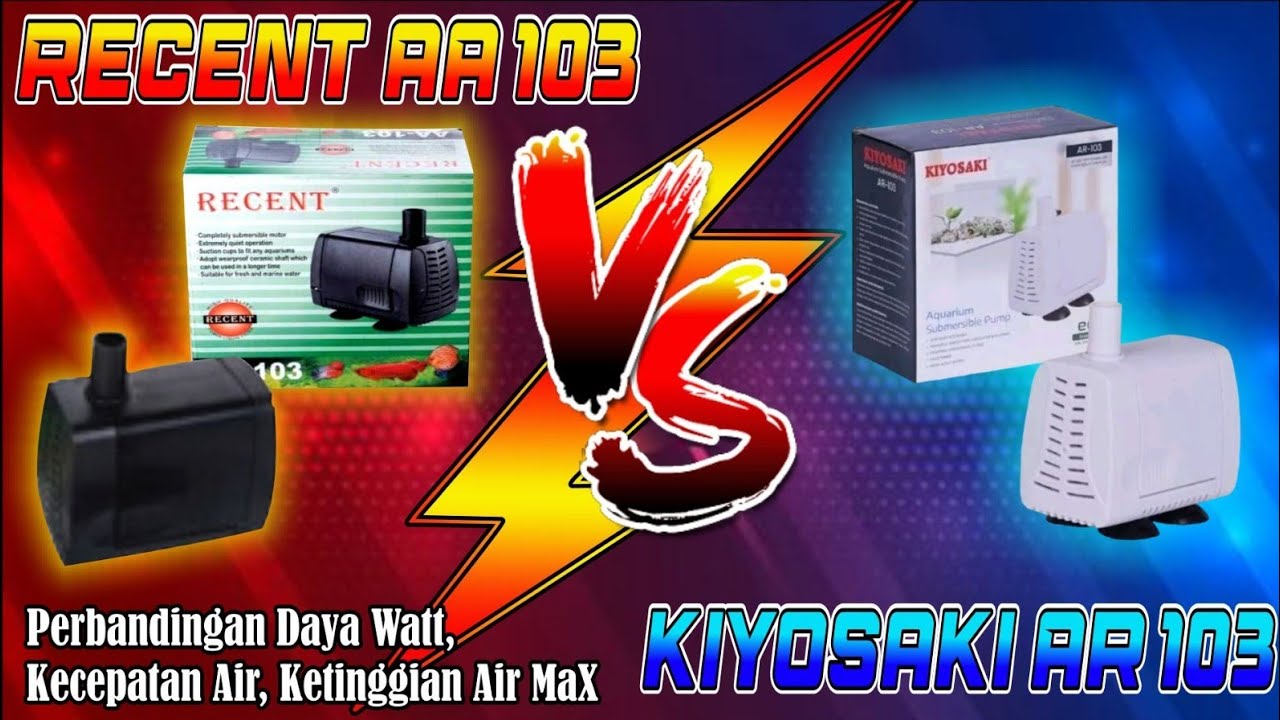 Pompa Aquarium 1 Meter Terbaik Type Recent AA 103 & Kiyosaki AR 103 - YouTube