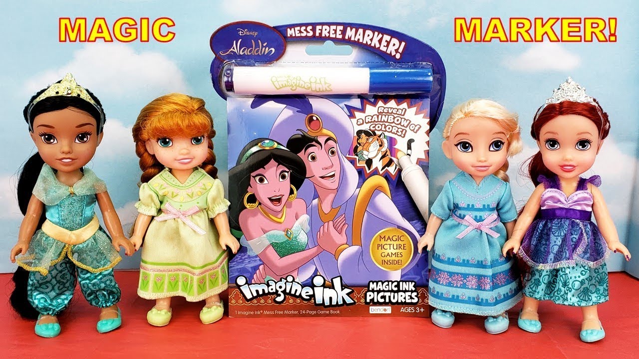 Frozen Elsa and Anna Color Aladdin imagineink Coloring Book - YouTube