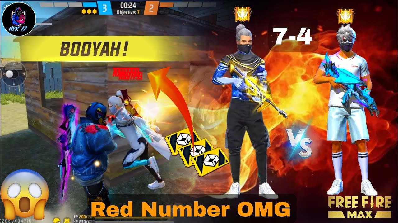 Only Red Numer Custom In ff 1 vs 1 || 7-4 Round Indian Faster Player K ...