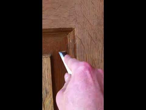 Dry scraping damaged exterior Oak Panelling - YouTube