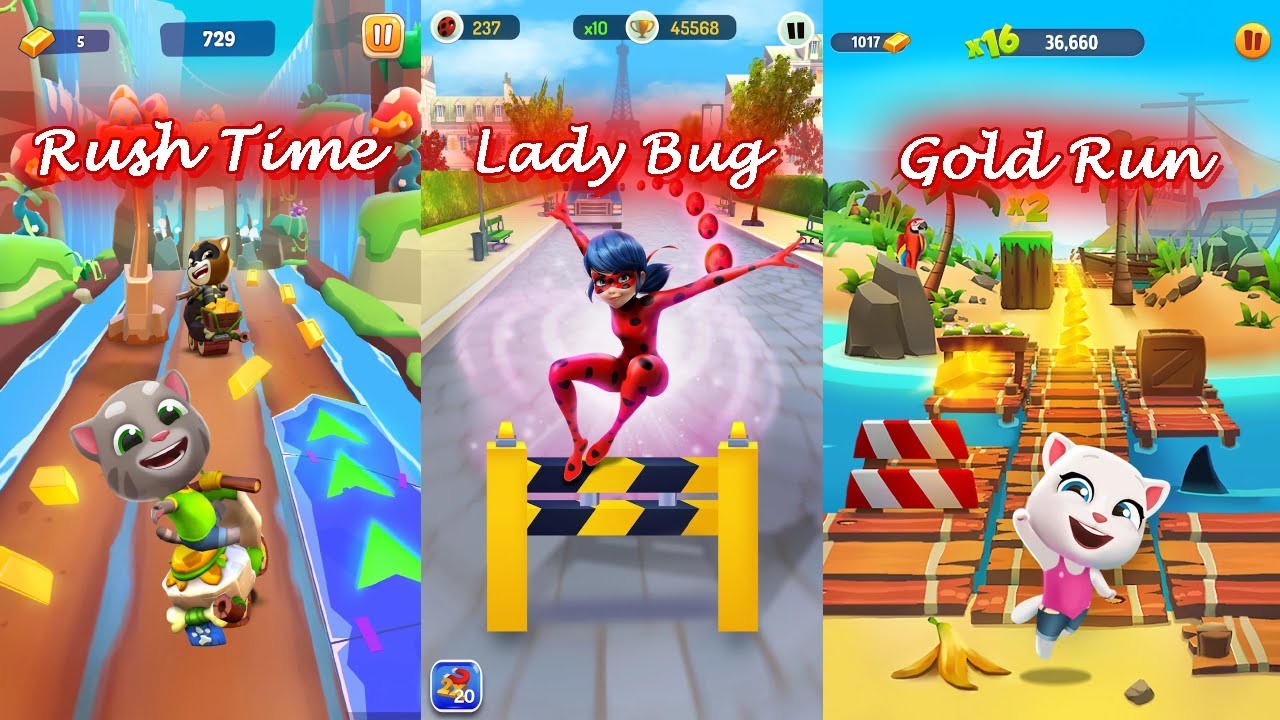 Talking Tom vs Lady Bug vs Talking Tom Rush Android Gameplay - YouTube