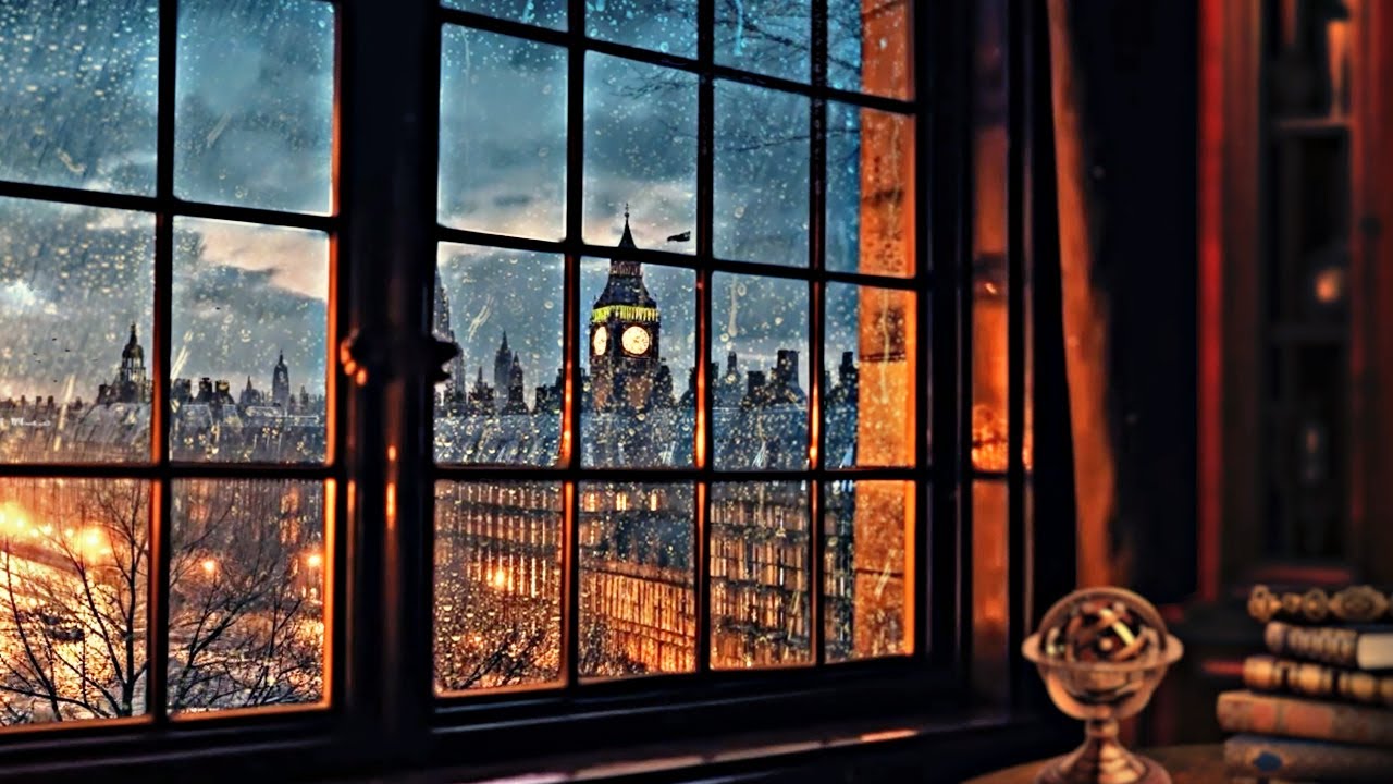 Victorian London 🕯️🌧️ ASMR Ambience & Soft Music, fireplace and rain ...