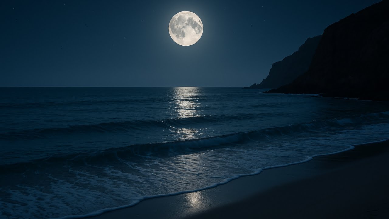 Relaxing Ocean Waves Under the Moon Eclipse 🌊 11 Hours of Sleep Aid ...