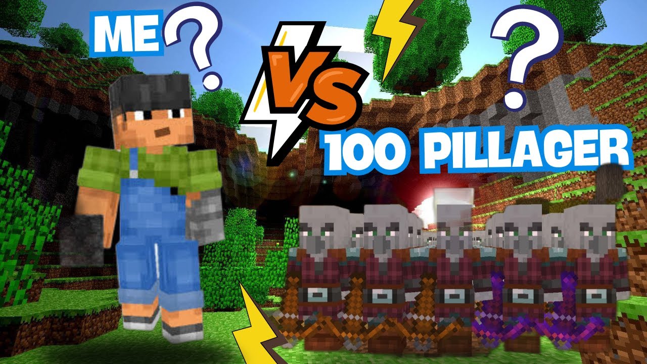 100 Pillager VS ME (Minecraft GAME PLAY) - YouTube