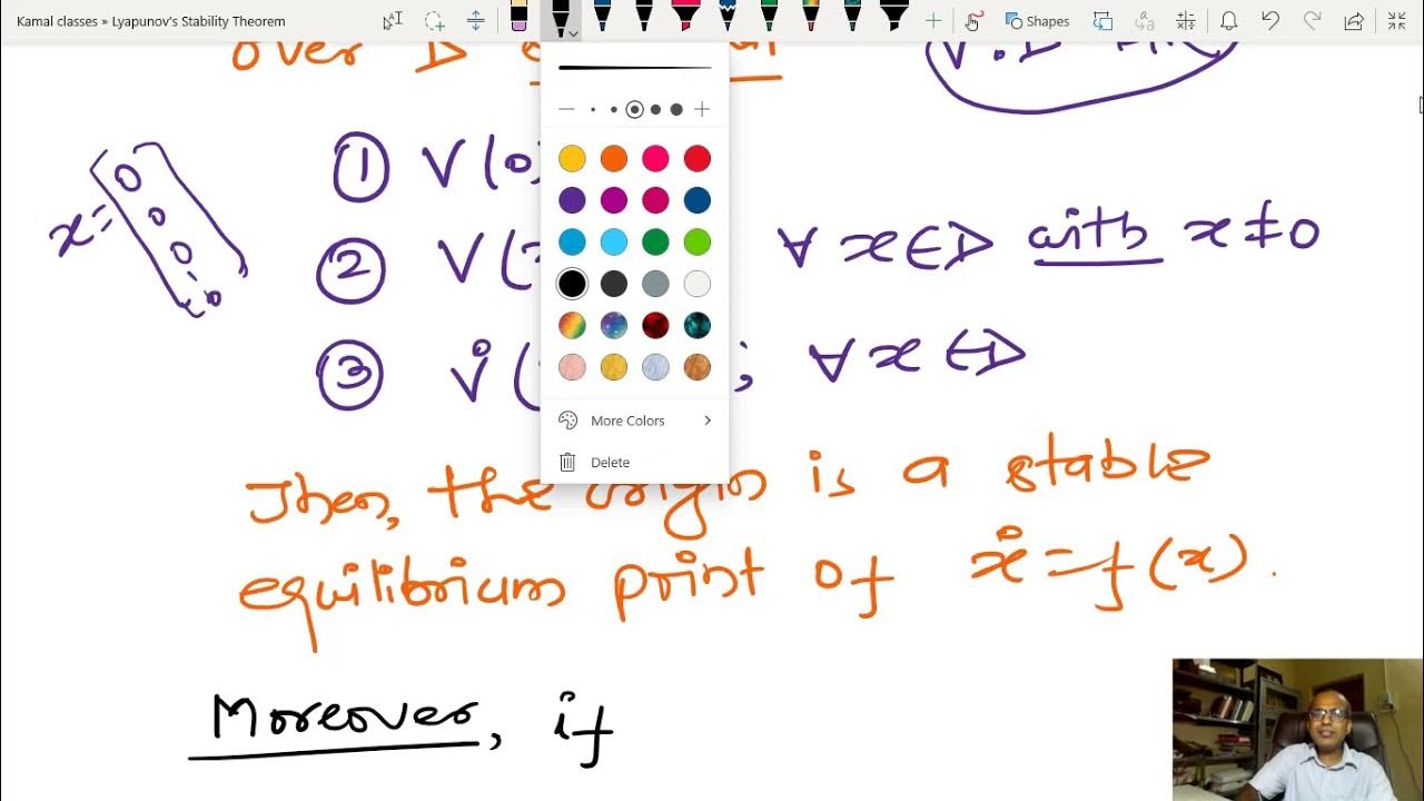 EE-565: Lecture-25 (Nonlinear Control Systems): Lyapunov's Stability Theorem - YouTube