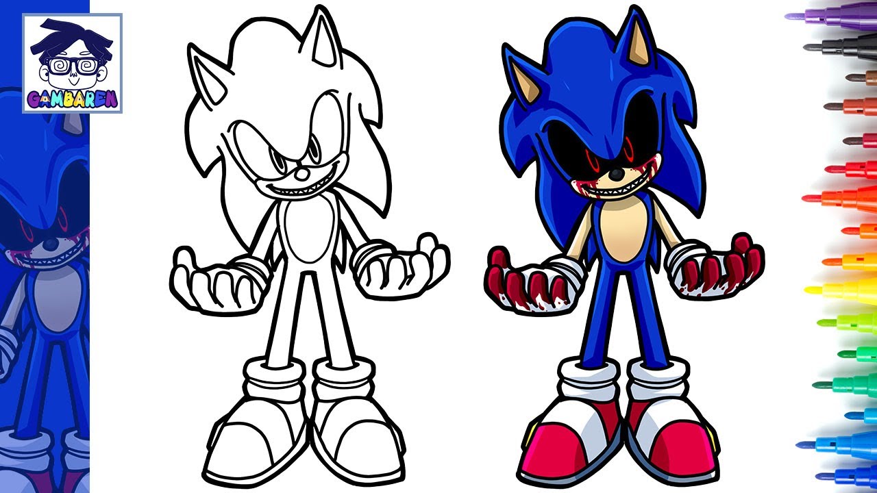 Cara Menggambar SONIC. EXE | Game | sonic the hedgehog | easy step by ...