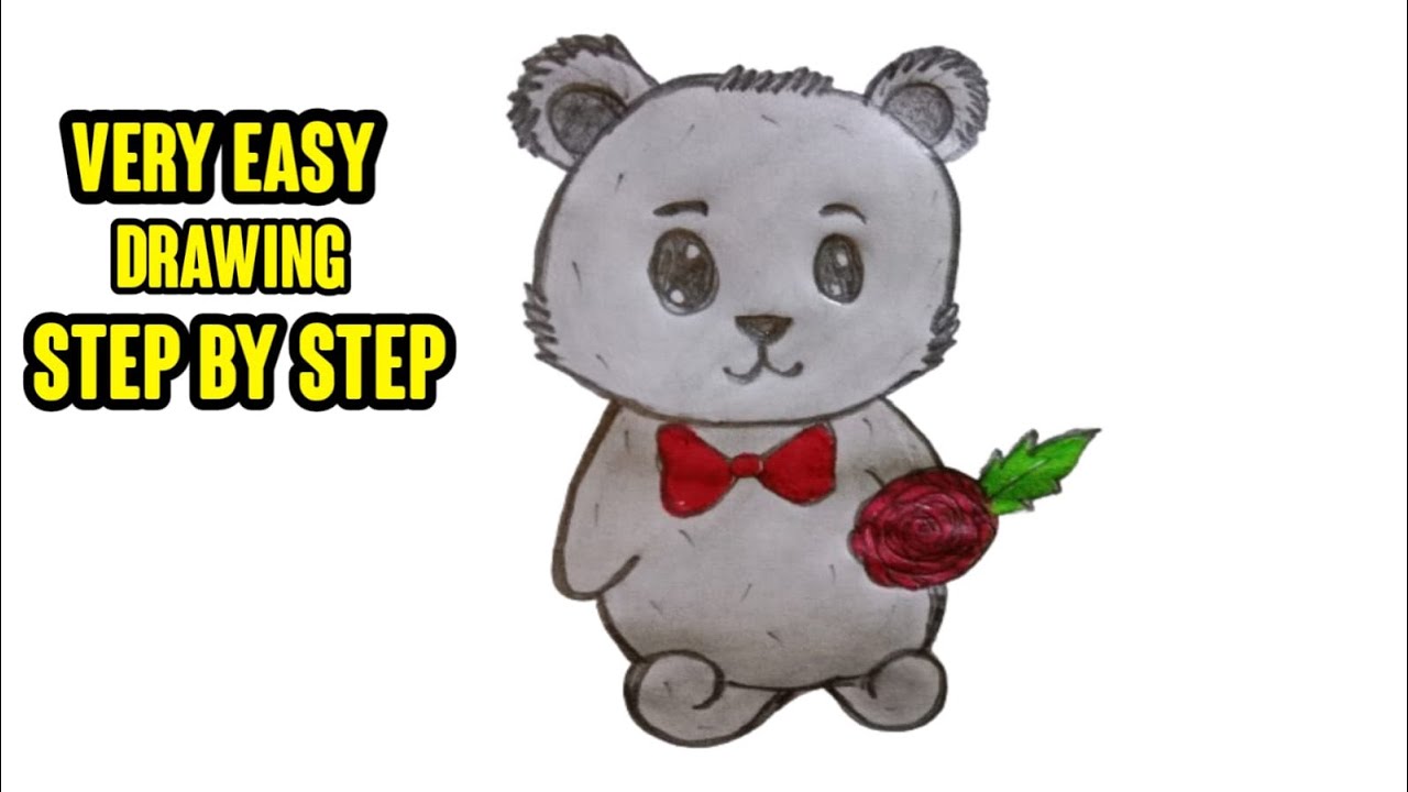 How to draw Cute Teddy bear step by step || MiniArt By Onnika - YouTube